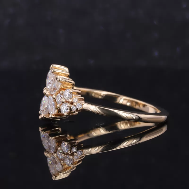 4mm Round Brilliant Cut Moissanite 14k Yellow Gold Vintage Engagement Ring